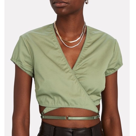 Anna October | Tops | Anna October Callista Cotton Wrap Top In Olive ...